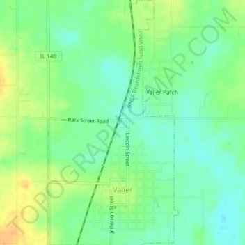 Mapa topográfico Valier, altitud, relieve