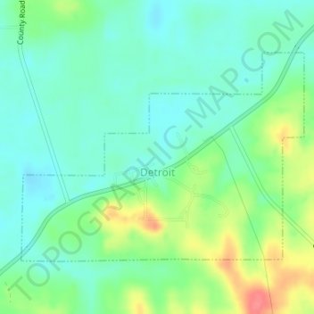 Mapa topográfico Detroit, altitud, relieve