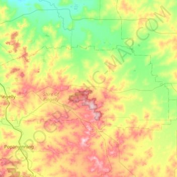 Mapa topográfico East Pingelly, altitud, relieve