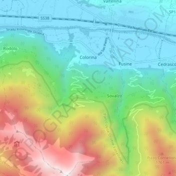 Mapa topográfico Colorina, altitud, relieve