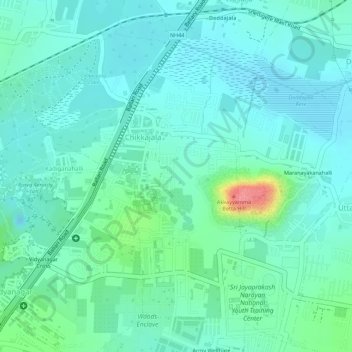 Mapa topográfico Chikkajala, altitud, relieve