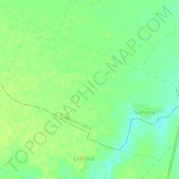Mapa topográfico Gohna, altitud, relieve