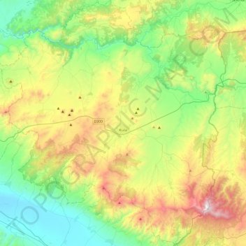 Mapa topográfico Kula, altitud, relieve