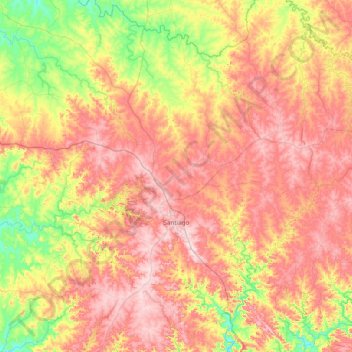 Mapa topográfico Santiago, altitud, relieve