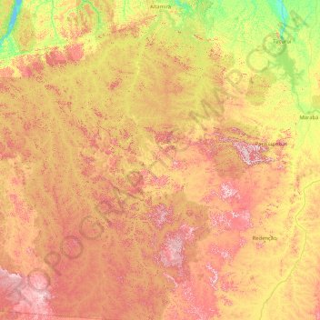 Mapa topográfico Altamira, altitud, relieve