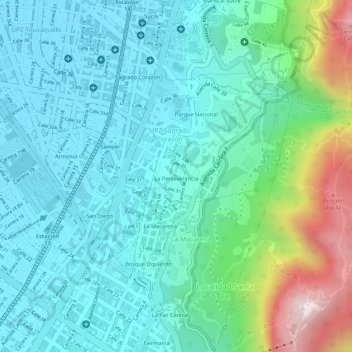 Mapa topográfico La Perseverancia, altitud, relieve