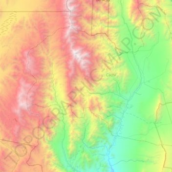 Mapa topográfico Municipio de Cachi, altitud, relieve