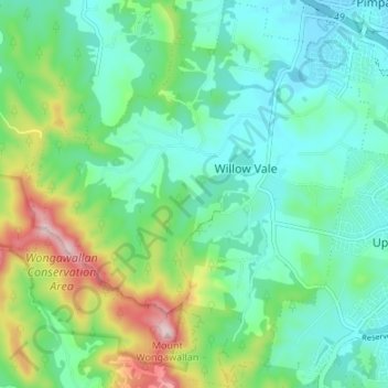 Mapa topográfico Willow Vale, altitud, relieve