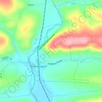 Mapa topográfico New Ringgold, altitud, relieve