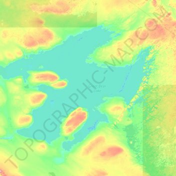 Mapa topográfico Gran Lago del Oso, altitud, relieve