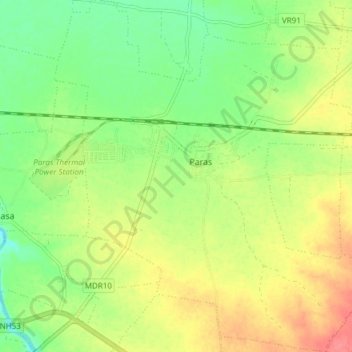 Mapa topográfico Paras, altitud, relieve