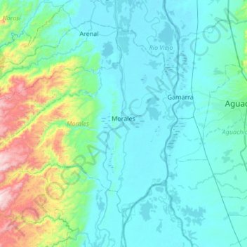 Mapa topográfico Morales, altitud, relieve