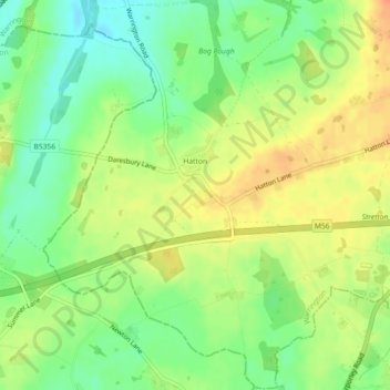 Mapa topográfico Hatton, altitud, relieve