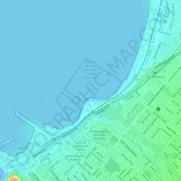 Mapa topográfico Reserva Marina La Puntilla - Playa Chinchorro, altitud ...
