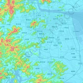 Mapa topográfico Luqiao District, altitud, relieve