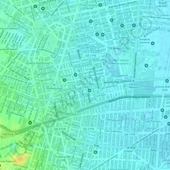 Mapa topográfico Roma Sur, altitud, relieve