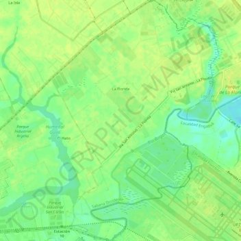 Mapa topográfico La Florida, altitud, relieve