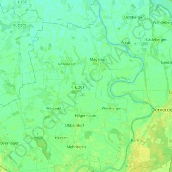 Mapa topográfico Hilgermissen, altitud, relieve