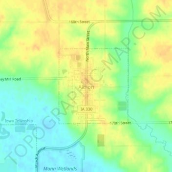 Mapa topográfico Albion, altitud, relieve