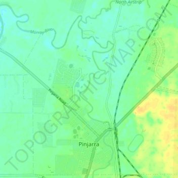Mapa topográfico Pinjarra, altitud, relieve