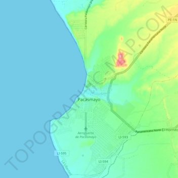 Mapa topográfico Pacasmayo, altitud, relieve