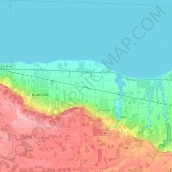 Mapa topográfico Lincoln, altitud, relieve