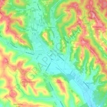 Mapa topográfico Monale, altitud, relieve