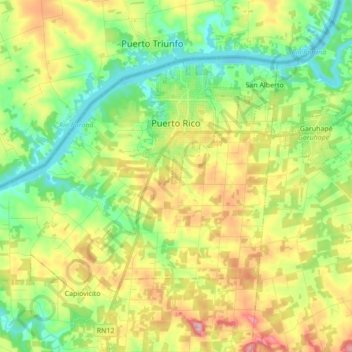Mapa topográfico Municipio de Puerto Rico, altitud, relieve