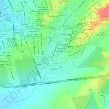 Mapa topográfico Capistrano, altitud, relieve