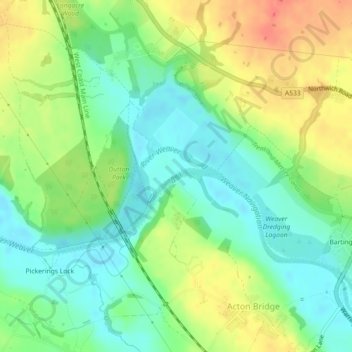 Mapa topográfico Dutton Small Lock (Disused), altitud, relieve