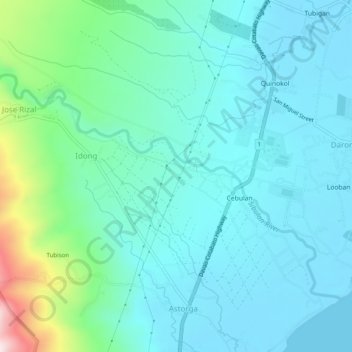 Mapa topográfico Sibulan River, altitud, relieve