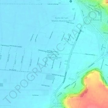 Mapa topográfico Kiosco Santa Cruz Chinahuapan, altitud, relieve