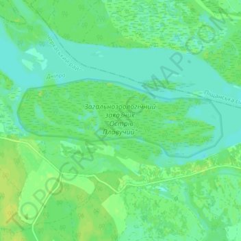 Mapa topográfico Dnieper River, altitud, relieve