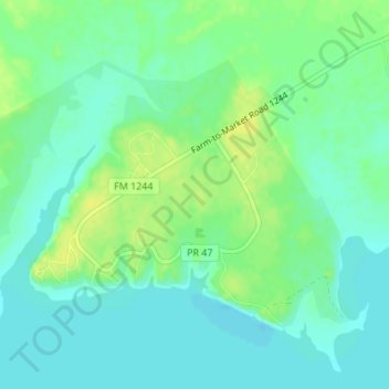 Mapa topográfico Lake Whitney State Park, altitud, relieve