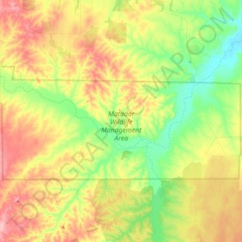 Mapa topográfico Matador Wildlife Management Area, altitud, relieve