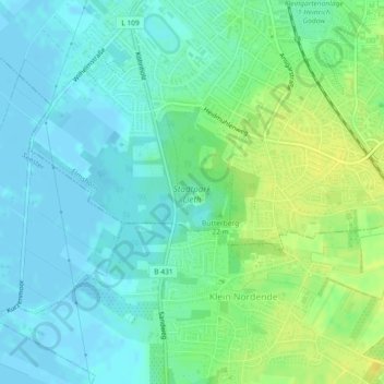 Mapa topográfico Stadtpark Lieth, altitud, relieve