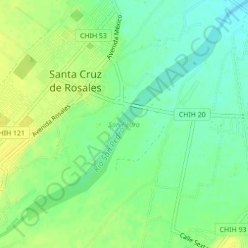 Mapa topográfico San Pedro, altitud, relieve