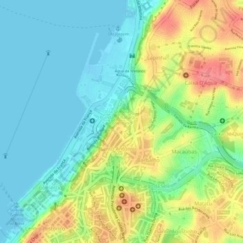 Mapa topográfico Forte da Capoeira, altitud, relieve