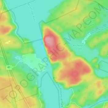 Mapa topográfico Bon Echo Provincial Park, altitud, relieve