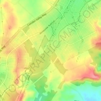 Mapa topográfico Sydney Water Supply Canal, altitud, relieve