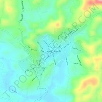Mapa topográfico San Juan Chamula, altitud, relieve