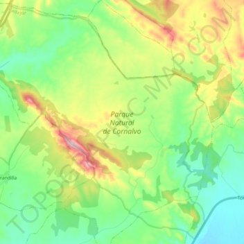 Mapa topográfico Parque Natural de Cornalvo, altitud, relieve