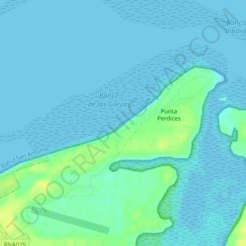 Mapa topográfico Playas de Punta Perdices, altitud, relieve