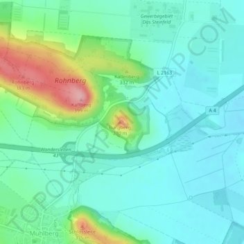 Mapa topográfico Burg Gleichen, altitud, relieve