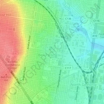 Mapa topográfico Hume Reserve, altitud, relieve