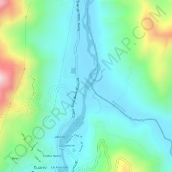 Mapa topográfico Río Cauca, altitud, relieve