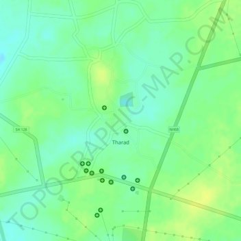 Mapa topográfico Tharad, altitud, relieve