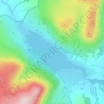 Mapa topográfico Loweswater, altitud, relieve